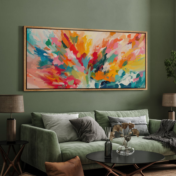 IDEA4WALL Colorful Burst Bright Abstract Living Room Decor Extra Large Pictures Framed Canvas ...